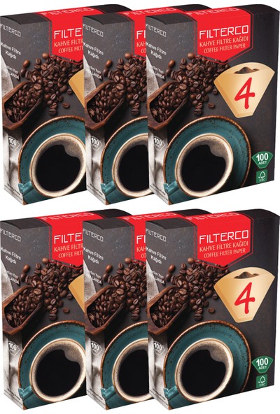 Filterco Filtre Kahve Kağıdı 4 Numara 6 x 100'lü Filterco Filtre Kahve Kağıdı 4 Numara 6 x 100'lü