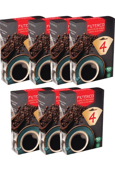 Filterco Filtre Kahve Kağıdı 4 Numara 7 x 100'lü Filterco Filtre Kahve Kağıdı 4 Numara 7 x 100'lü