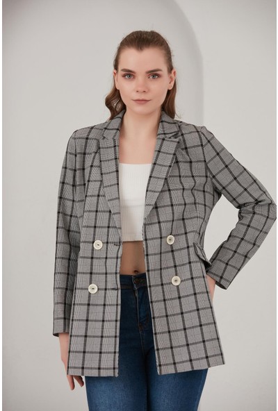 Alexandergardı Ekoseli Blazer Ceket (B22-20401)