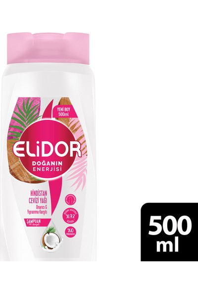 Elidor Doğanın Enerjisi Saç Bakım Şampuanı Hindistan Cevizi Yağı Onarıcı ve Yıpranma Karşıtı 500 ml