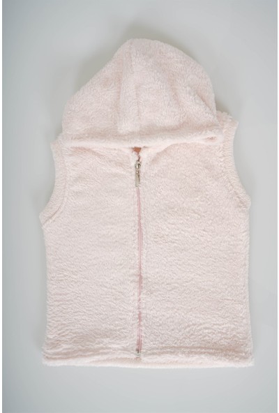 Miniko Kids Kız Bebek Kapşonlu Fermuarlı Peluş Yelek