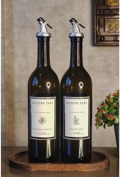 Sefa Home Amber-Yeşil 2'li 750 ml Stantlı Yağdanlık