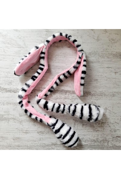 Netavantaj Hareketli Işıklı Tavşan Kulaklı Peluş Taç Leopar Pembe