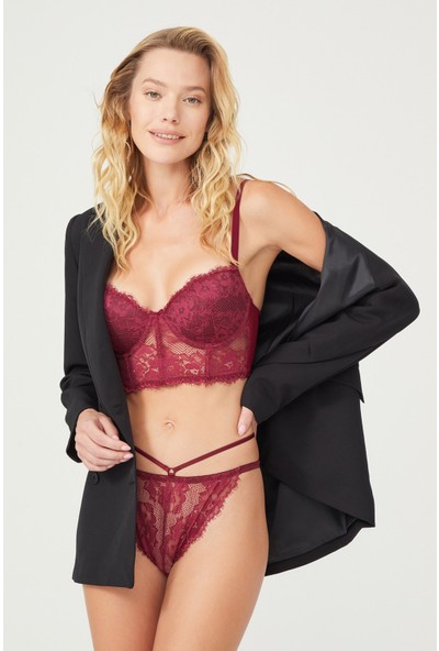 Cansoy Freya Dantel Korseli Bordo Bralet Sütyen Takımı Cansoy Freya Dantel Korseli Bordo Bralet Sütyen Takımı
