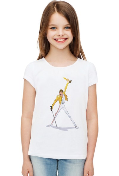 Creatsh Freddie Mercury Baskılı Kız Çocuk T-Shirt Tişört