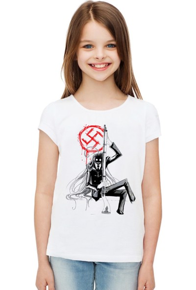 Creatsh Anime Hellsing Ultimate Baskılı Kız Çocuk T-Shirt Tişört