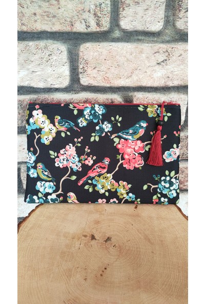 Tataroğlu Dijital Kumaş Stilize Kuşlu Portföy Clucth Çanta Tataroğlu Dijital Kumaş Stilize Kuşlu Portföy Clucth Çanta