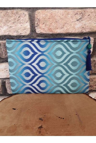 Tataroğlu Dijital Kumaş Mavi Ikat Portföy Clutch Çanta Tataroğlu Dijital Kumaş Mavi Ikat Portföy Clutch Çanta