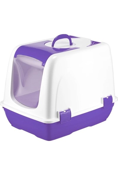 Mikopet Küçük Kapalı Kedi Tuvaleti Mor