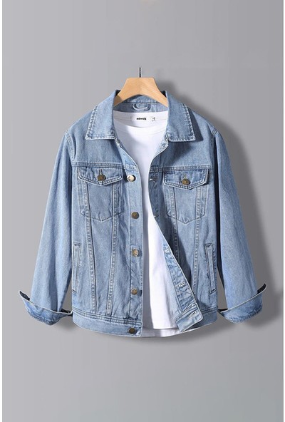 Casual Suit Erkek Buz Mavisi Slim Fit Kot Ceket