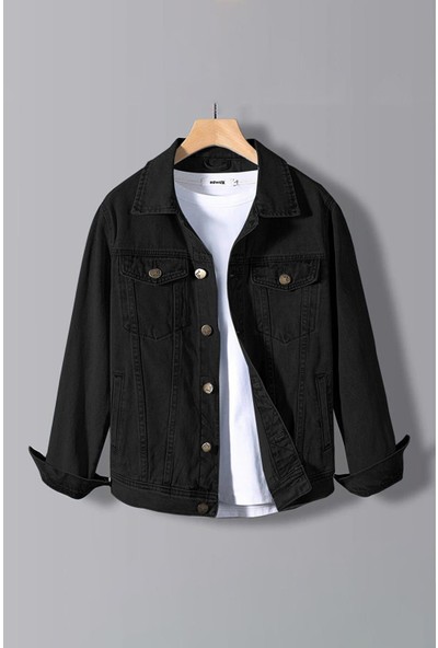 Casual Suit Erkek Siyah Slim Fit Kot Ceket