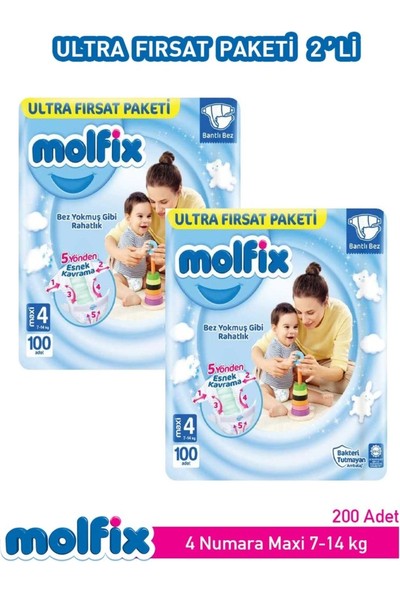 Molfix 3D 4 Beden Maxi 200 Adet Ultra Fırsat Paketi