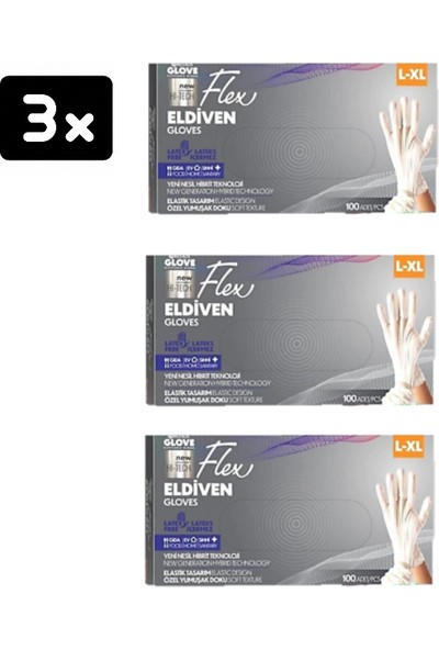 Reflex Flex Glove Pudrasız 100'lü L-Xl Beden 3'lü Reflex Flex Glove Pudrasız 100'lü L-Xl Beden 3'lü