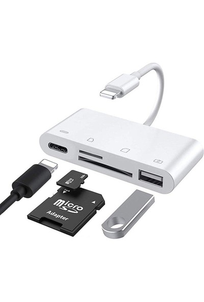 Hmxplus 4in1 Iphone, Ipad Lightning To Tf, Sd Card, USB Kamera Adaptörü Hmxplus 4in1 Iphone, Ipad Lightning To Tf, Sd Card, USB Kamera Adaptörü