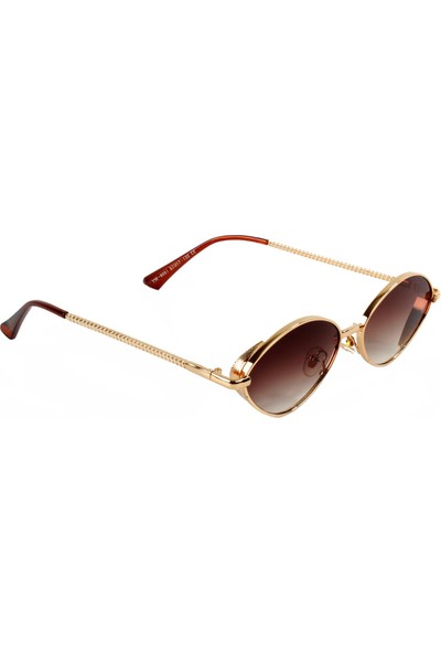 Afillix Concept Gold Çerçeve Kahverengi Gölgeli Cam Uv Filtre Güneş Gözlüğü