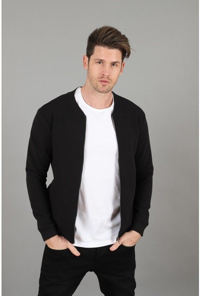 Figo Erkek Fitilli Hırka Siyah