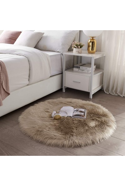 NAPOLİ Yuvarlak Uzun Tüylü Yumuşacık Yıkanabilir Premium Kuzu Post Peluş Halı Camel NAPOLİ Yuvarlak Uzun Tüylü Yumuşacık Yıkanabilir Premium Kuzu Post Peluş Halı Camel