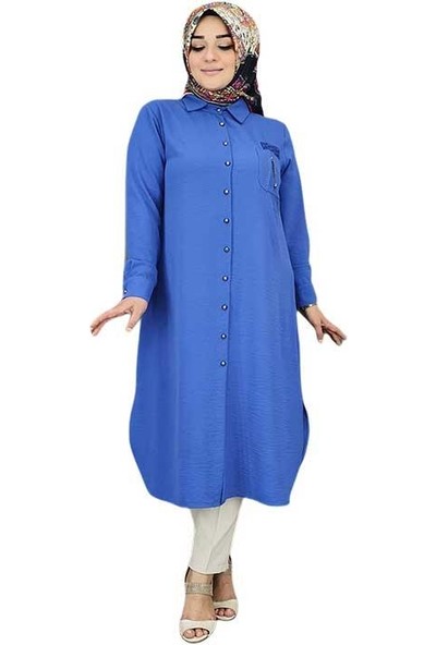 Pys Giyim Kadın Cebi Dantel Detaylı Tesettur Gömlek Pys Giyim Kadın Cebi Dantel Detaylı Tesettur Gömlek