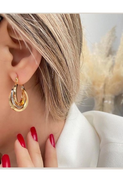 Hatcos Accessories 3 Renkli Çelik Halka Küpe