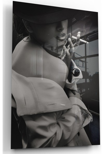 Scs Vintage Kadın Dekoratif Cam Tablo, Duvar Dekorasyon