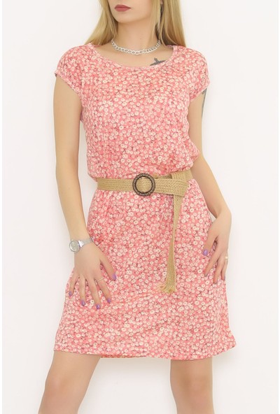 Desenli Elbise Pembeçiçekli - 9094.1050.