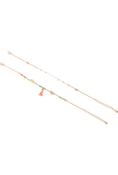 Mavi Altın Rengi Halhal Seti