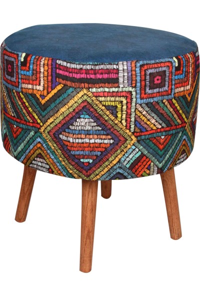 Bhm Store Puf Ahşap Ayaklı Lacivert Dekoratif Puf Özel Tasarım Puf 45CM Bhm Store Puf Ahşap Ayaklı Lacivert Dekoratif Puf Özel Tasarım Puf 45CM