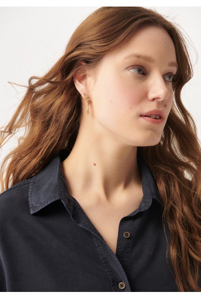 Mavi Altın Rengi Küpe Seti