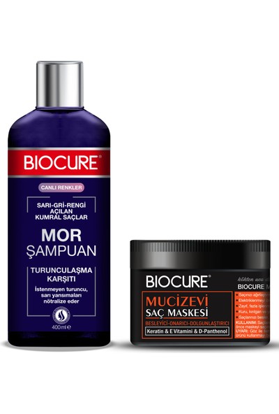 Turunculaşma Karşıtı Mor Şampuan 400ml. + Mucizevi Saç Bakım Maskesi 250 Ml. Turunculaşma Karşıtı Mor Şampuan 400ml. + Mucizevi Saç Bakım Maskesi 250 Ml.