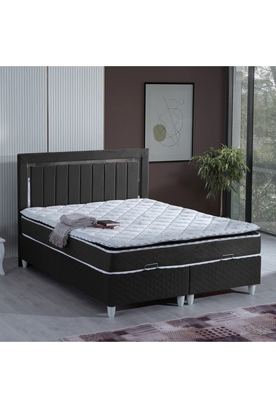 Cesur Tallin Tek Kişilik Baza Başlık Platinium Pedli Ortopedik Yatak Seti, Antrasit Cesur Tallin Tek Kişilik Baza Başlık Platinium Pedli Ortopedik Yatak Seti, Antrasit