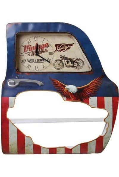 Bonnus Dekoratif Usa Temalı Mavi Araba Kapısı Araba Kapısı Duvar Rafı