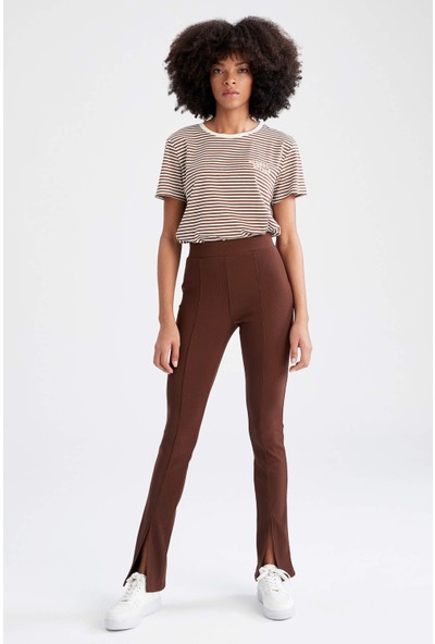 DeFacto Skinny Fit Yüksek Bel Yırtmaç Detaylı Tayt W8033AZ22SP