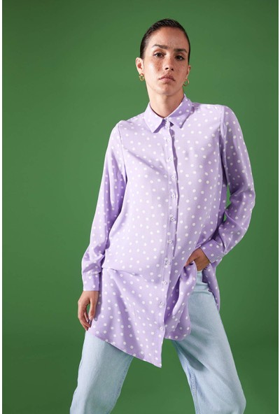 DeFacto Puantiyeli Relax Fit Sürdürülebilir Gömlek Tunik U7152AZ21SM