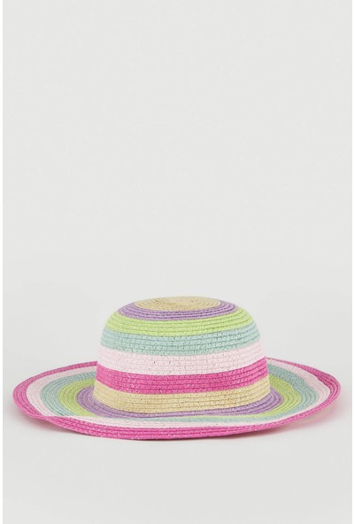Defacto Kız Çocuk Renkli Hasır Şapka T8464A621SM