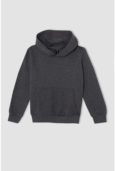 DeFacto Erkek Çocuk Defacto Fit Regular Fit Basic Kanguru Cepli Kapüşonlu Sweatshirt T9718A621SP DeFacto Erkek Çocuk Defacto Fit Regular Fit Basic Kanguru Cepli Kapüşonlu Sweatshirt T9718A621SP