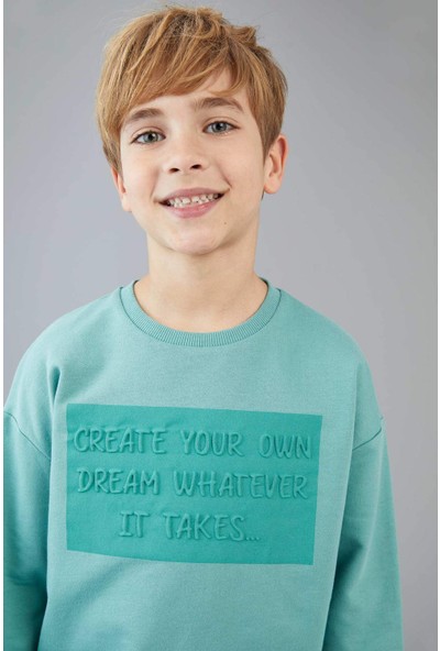 Defacto Erkek Çocuk Oversize Gofre Baskılı Organik Pamuk Sweatshirt T7840A621SP Defacto Erkek Çocuk Oversize Gofre Baskılı Organik Pamuk Sweatshirt T7840A621SP