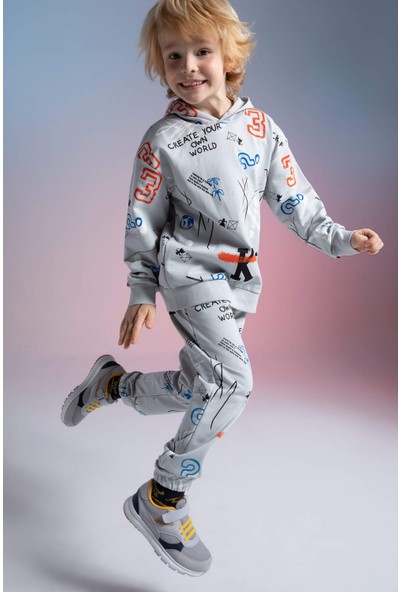 DeFacto Erkek Çocuk Slim Fit Desenli Jogger Eşofman Alt W6952A622SP