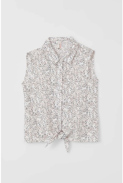 Defacto Kız Çocuk Desenli Bağlama Detaylı Kolsuz Gömlek U8742A621SM