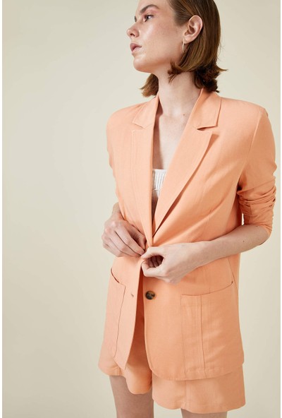 DeFacto Keten Relax Fit Blazer Ceket U7119AZ21HS