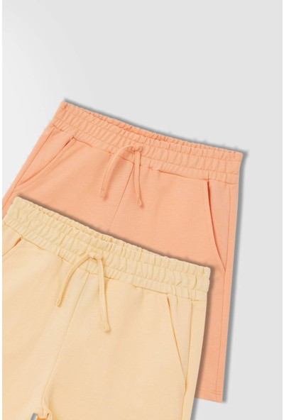 Defacto Kız Çocuk Esnek Belli 2'li Şort U3912A621SP Defacto Kız Çocuk Esnek Belli 2'li Şort U3912A621SP