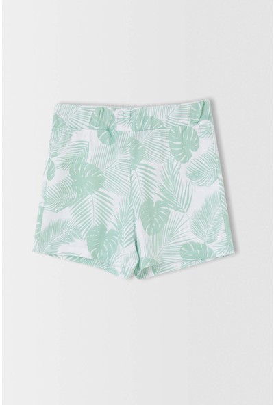 Defacto Kız Çocuk Palmiye Desenli Esnek Belli Şort T8902A621SM Defacto Kız Çocuk Palmiye Desenli Esnek Belli Şort T8902A621SM