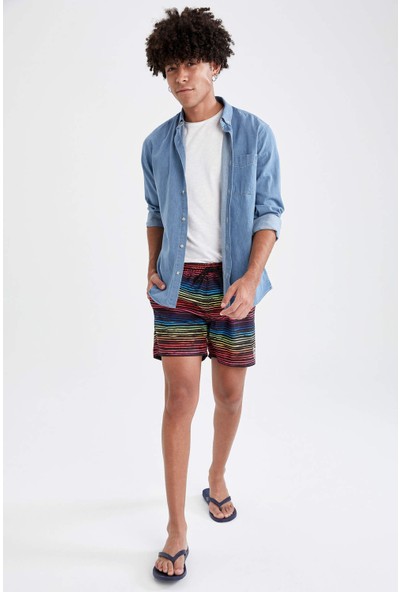 DeFacto Çizgi Desenli Yüzme Şortu U4773AZ21HS