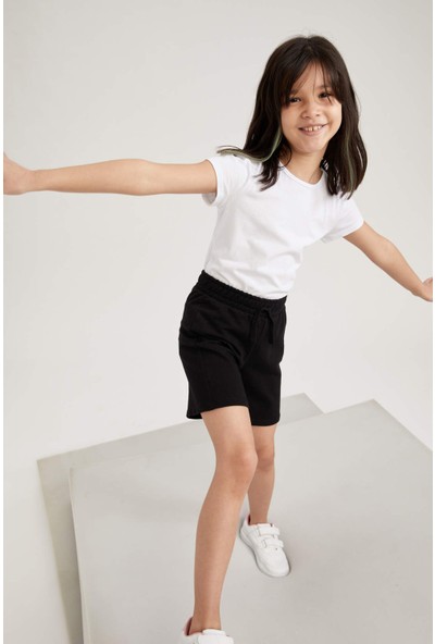 DeFacto Kız Çocuk Bağcıklı Bermuda Şort M7032A621SM