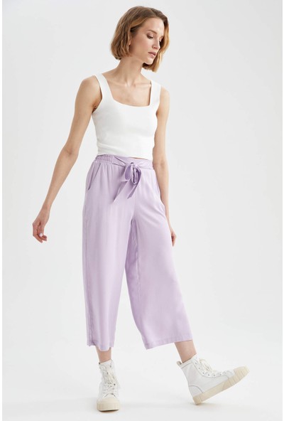 Defacto Kuşaklı Geniş Paça Palazzo Crop Pantolon T0874AZ21SM Defacto Kuşaklı Geniş Paça Palazzo Crop Pantolon T0874AZ21SM