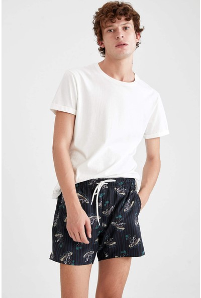 Defacto Desenli Beli Bağcıklı Yüzme Şortu W2021AZ21HS Defacto Desenli Beli Bağcıklı Yüzme Şortu W2021AZ21HS
