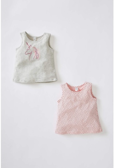 Defacto Kız Bebek Unicorn Baskılı 2'li Atlet T9841A221SM Defacto Kız Bebek Unicorn Baskılı 2'li Atlet T9841A221SM