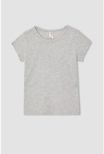 DeFacto Kız Çocuk Basic Bisiklet Yaka Kısa Kollu Tişört I0489A621SM