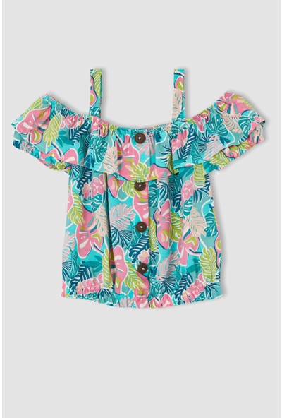DeFacto Kız Çocuk Desenli Askılı Bluz T4048A621HS