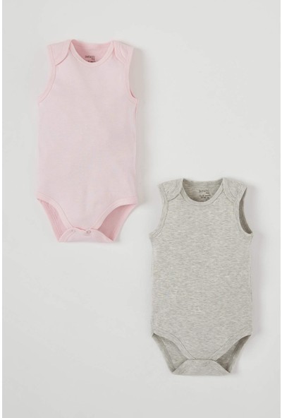 DeFacto Kız Bebek Basic Kolsuz 2'li Pamuklu Çıtçıtlı Body T5460A221SP