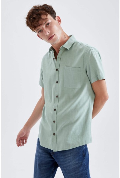 DeFacto Erkek Slim Fit Basic Kısa Kollu Gömlek W2261AZ21HS DeFacto Erkek Slim Fit Basic Kısa Kollu Gömlek W2261AZ21HS